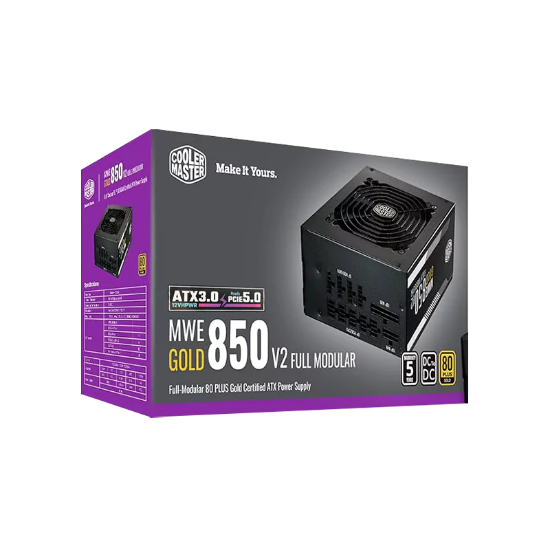 Cooler Master MWE GOLD 850W V2 ATX 3.0 Pcie 5.0 Full Modular Black - NewTech Computer Store