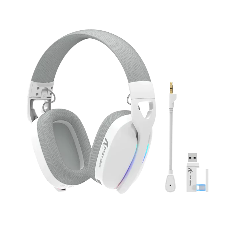 ATTACK SHARK L90 Foldable RGB Ultra-Light Tri-Mode Gaming Headset White ...